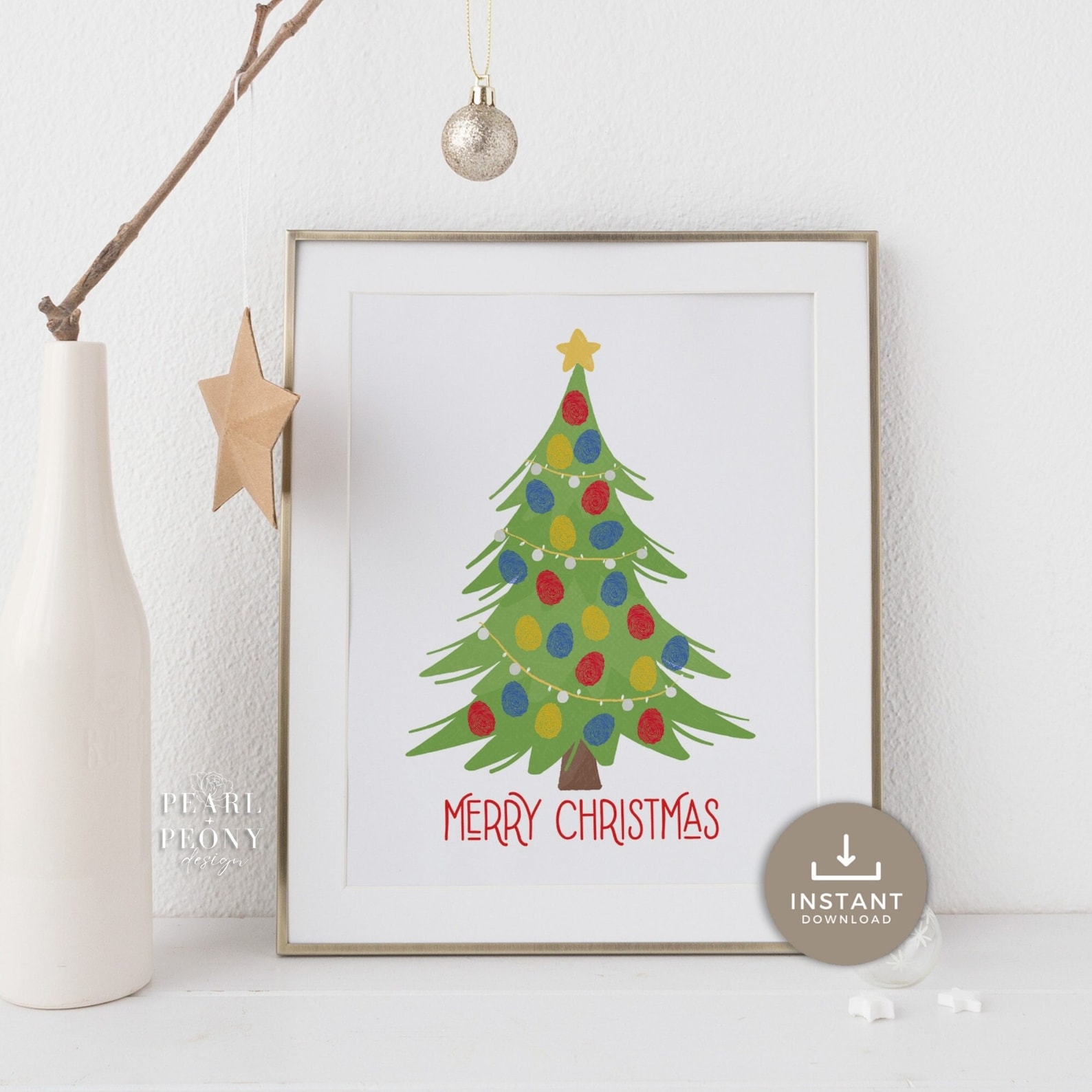 PRINTABLE Christmas Handprint Art, Tree Thumbprint Craft, Preschool ...