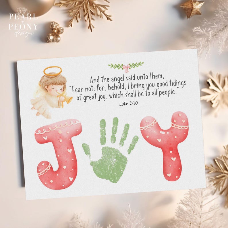 PRINTABLE Christian Christmas Handprint Art Craft, Joy Angel Bible ...