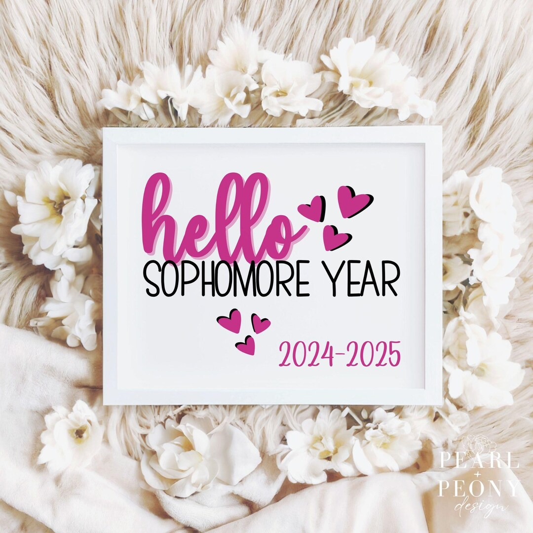 PRINTABLE Pink Preppy First Day of Tenth Grade, Hello Sophomore Year ...