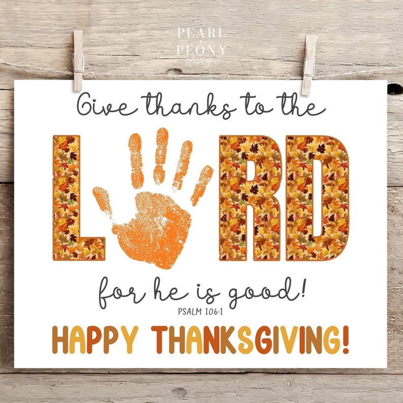 PRINTABLE Christian Thanksgiving Handprint Art Craft, Bible Verse Fall ...