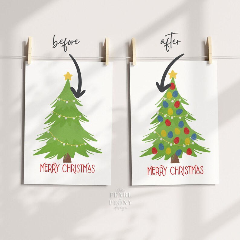 PRINTABLE Christmas Handprint Art, Tree Thumbprint Craft, Preschool ...