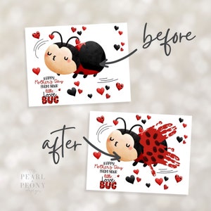 PRINTABLE Mothers Day Handprint Art Craft for Kids, Love Bug Keepsake ...