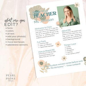 EDITABLE Meet the Teacher Template Boho Floral, Printable or Digital ...