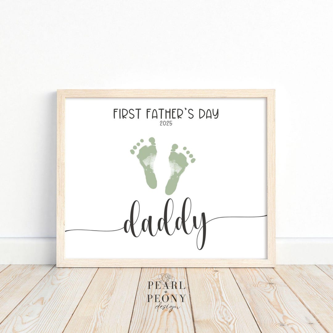 PRINTABLE First Fathers Day Handprint Footprint Art, Personalized Gift ...