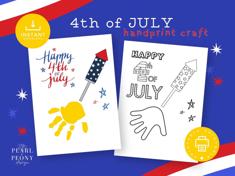 PRINTABLE 4th of July Handprint Craft for Kids Preschool - Etsy