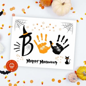 PRINTABLE Halloween Handprint Art, Boo Handprint Fall Art Craft ...