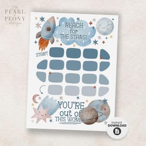 PRINTABLE Space Rocket Reward Chart, Kids Chore Chart, Routine Sticker ...