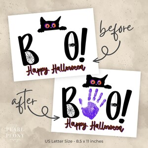 PRINTABLE Halloween Handprint Art, BOO Handprint Fall Art Craft ...