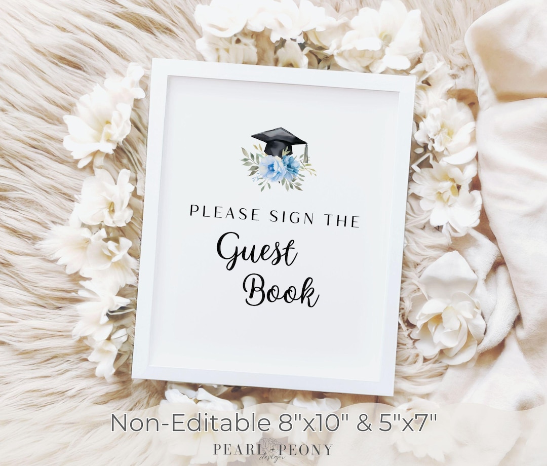 PRINTABLE Graduation Party Guest Book Sign, NON-EDITABLE Print and ...