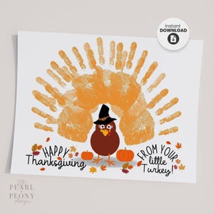 PRINTABLE Thanksgiving Handprint Art Craft, DIY Handprint Fall Art, Pre ...