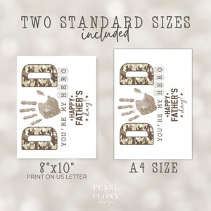 PRINTABLE Happy Father’s Day Handprint Art, Military You're My Hero Dad ...