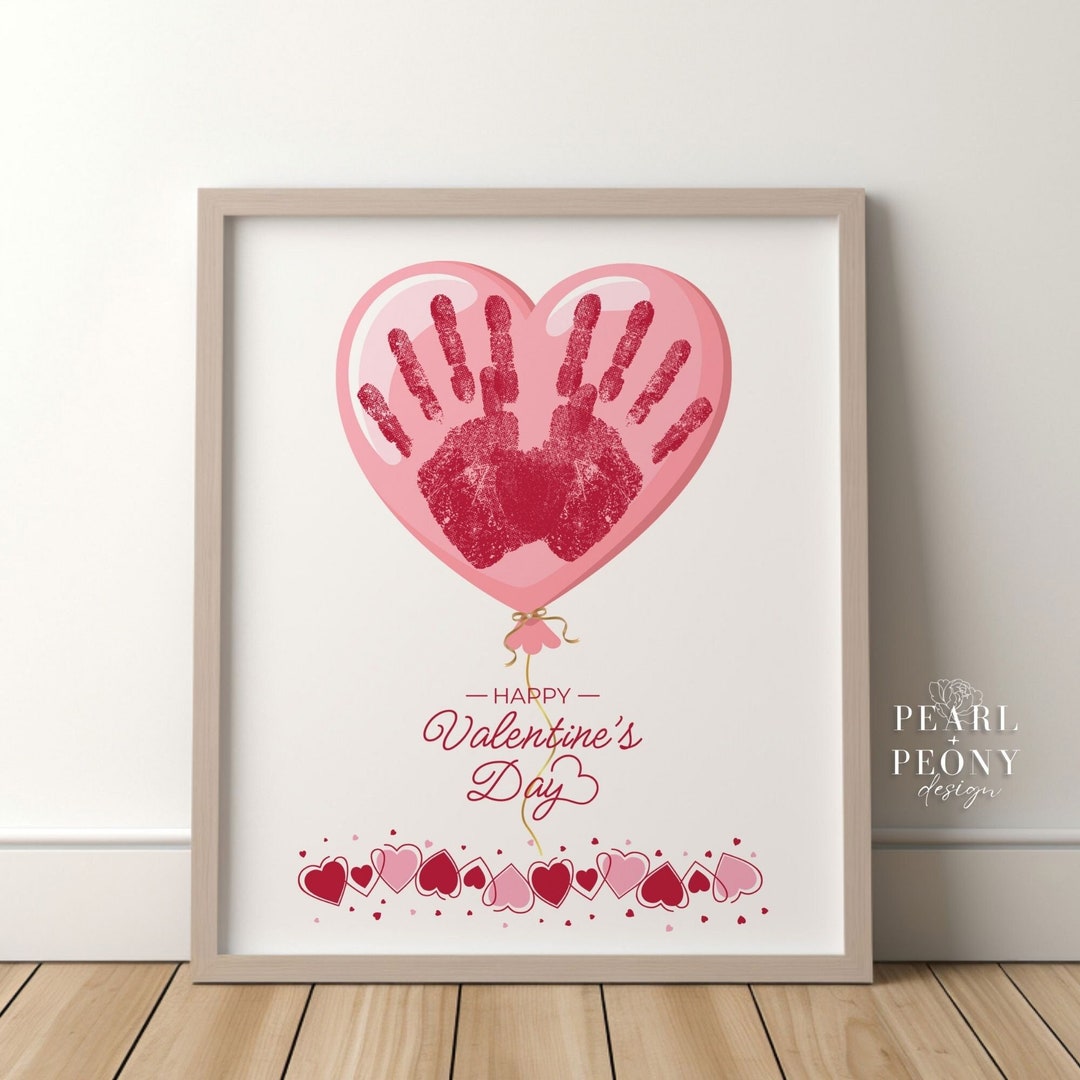 PRINTABLE Valentines Day Handprint Art Craft for Kids, Keepsake Art ...