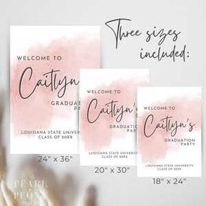 EDITABLE Graduation Party Welcome Sign Template | Blush Pink Watercolor ...