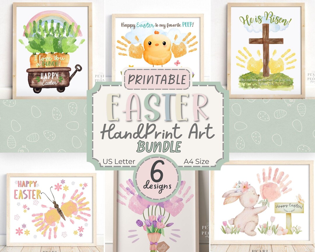 PRINTABLE Easter Handprint Art Bundle, Toddler Daycare Preschool ...