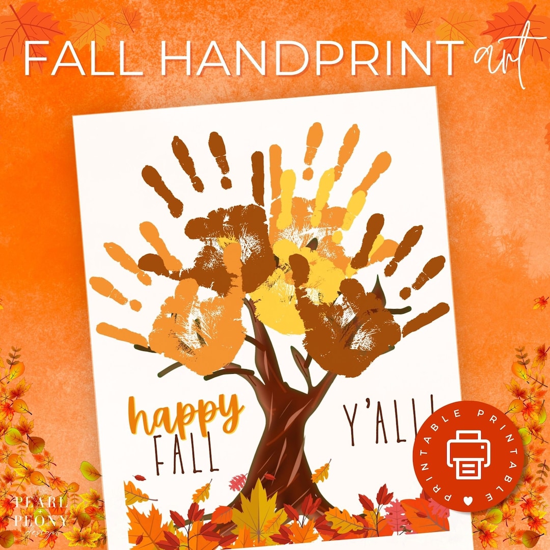 PRINTABLE Fall Leaves Handprint Footprint Art, Thanksgiving Autumn ...