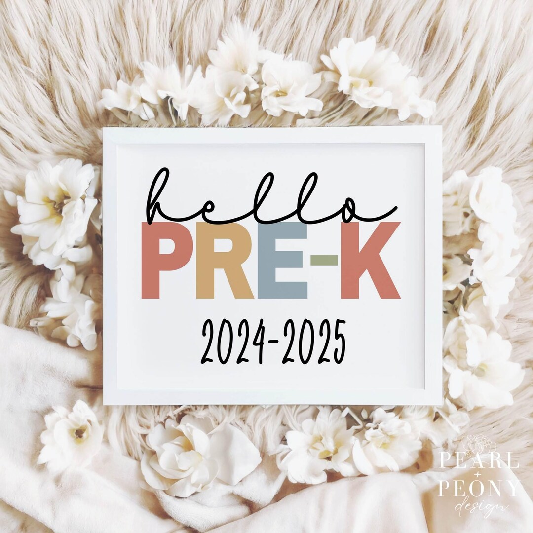 PRINTABLE 2024 Boho First Day of Pre-k Sign, Aesthetic Back to School ...
