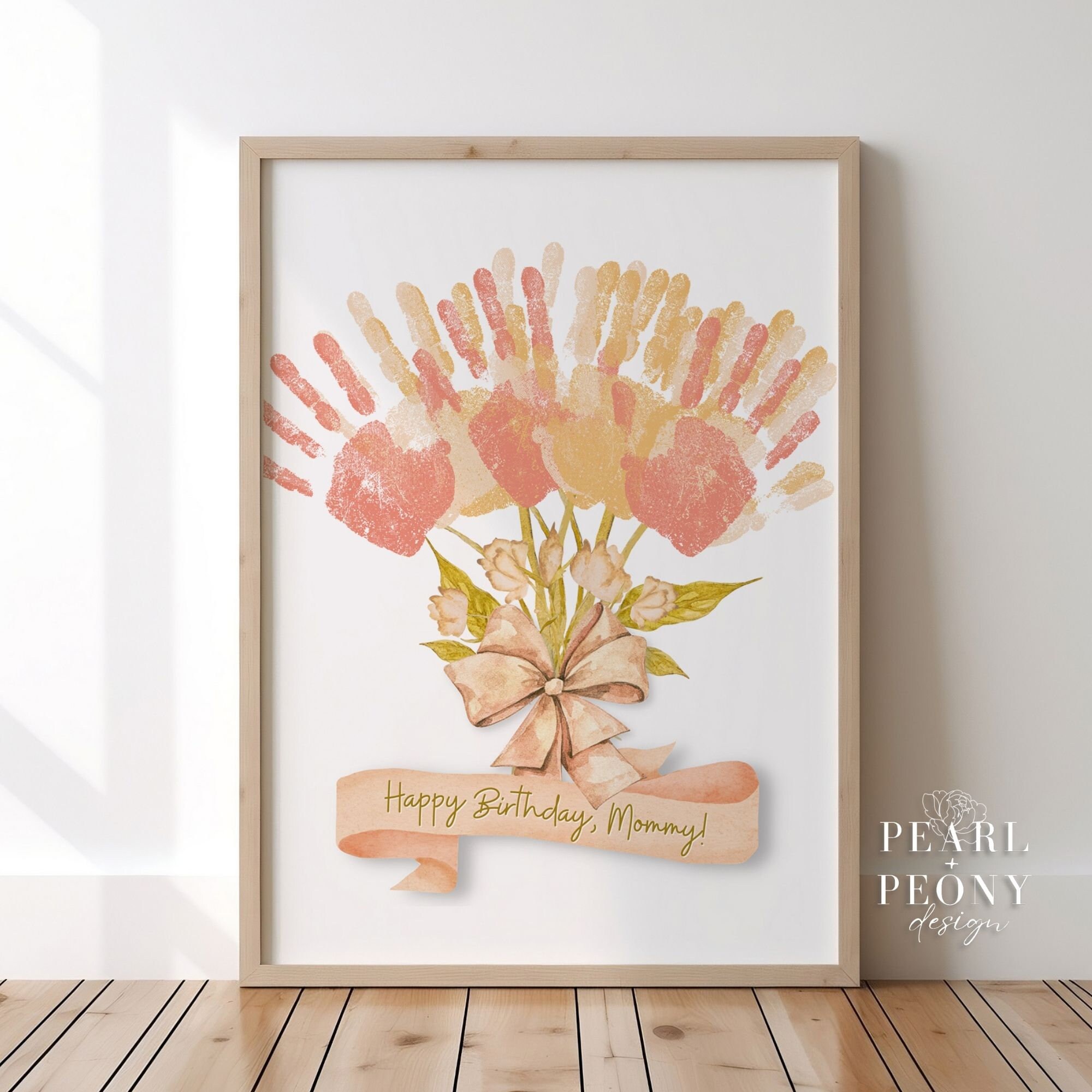 PRINTABLE Flower Handprint Art Craft, Happy Birthday Mommy Handprint ...