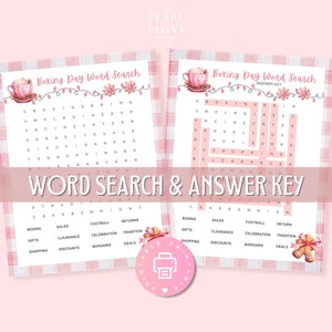 PRINTABLE Pink Boxing Day Party Games Bundle for Kids, Word Scramble ...