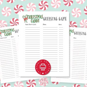 PRINTABLE Christmas Candy Guessing Game, Holiday Birthday Party Game ...