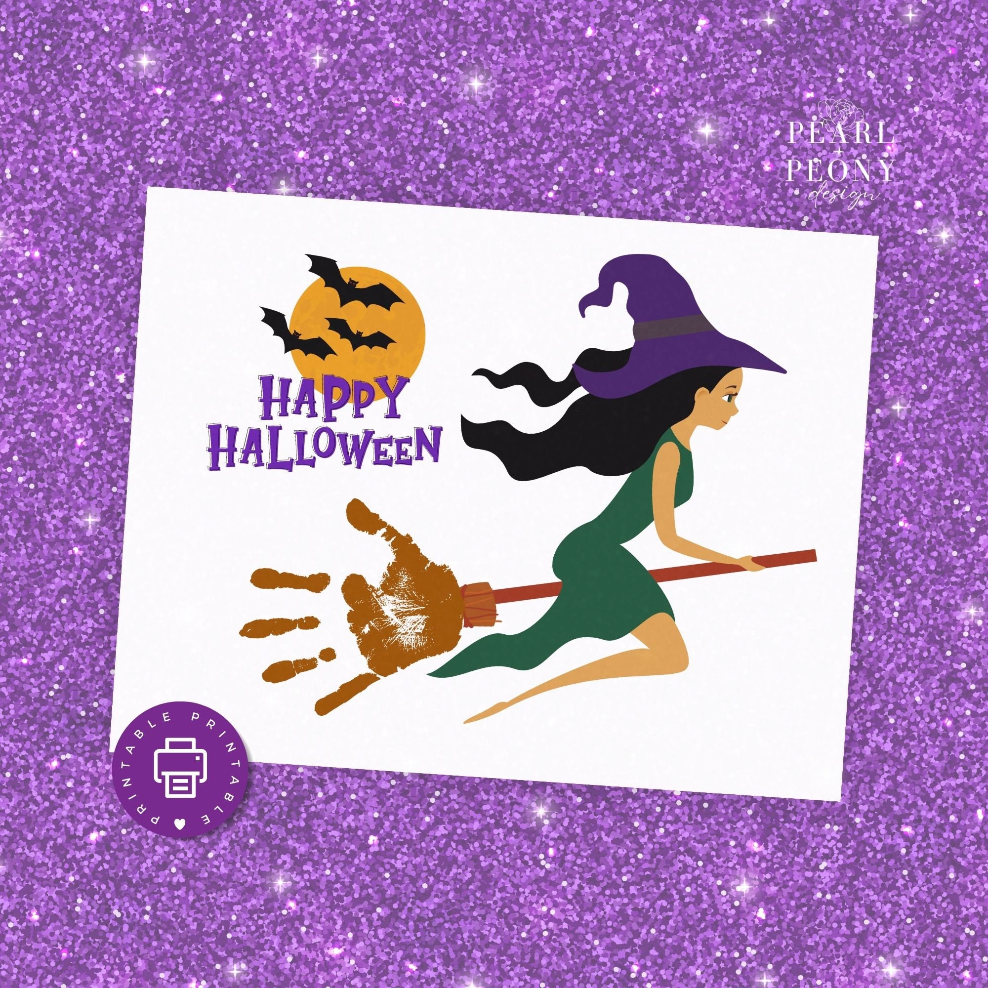 PRINTABLE Halloween Handprint Art Witch Happy Halloween - Etsy