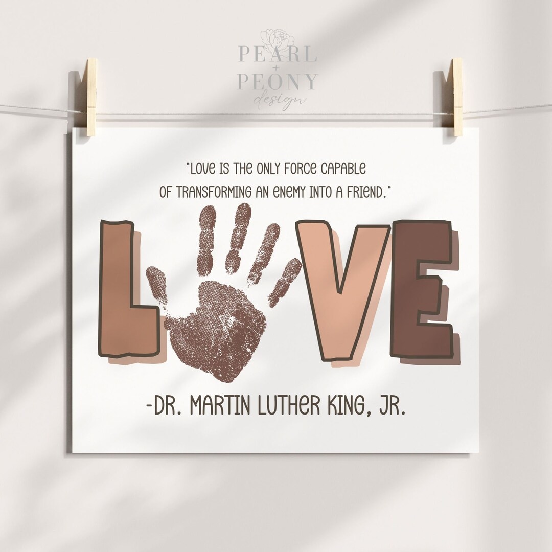 PRINTABLE MLK Day Handprint Art Craft for Kids, Black History Month ...