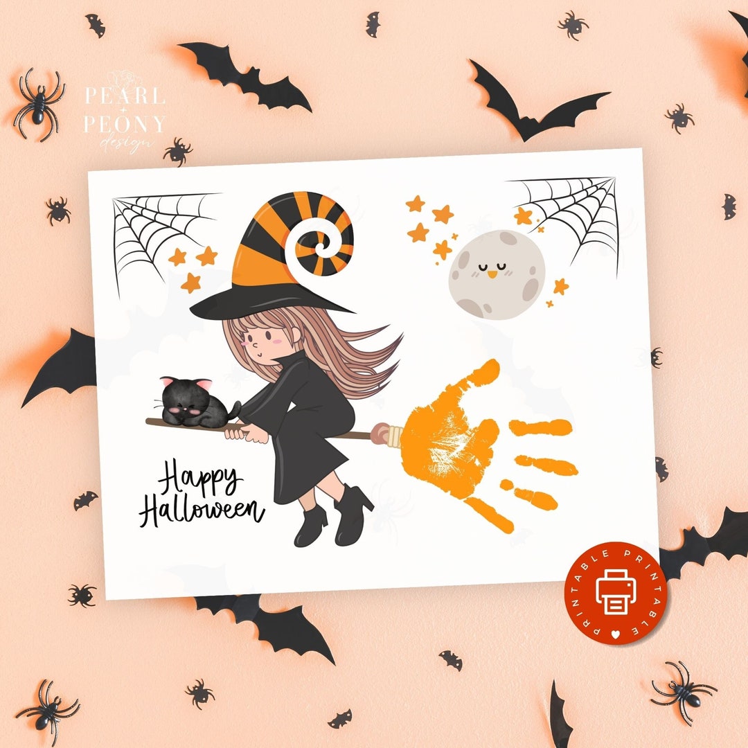 PRINTABLE Halloween Handprint Art, Witch Happy Halloween Craft, Kids ...