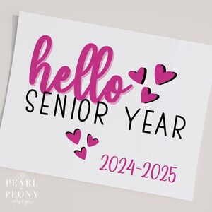 PRINTABLE Pink Preppy First Day of Twelfth Grade, Hello Senior Year ...