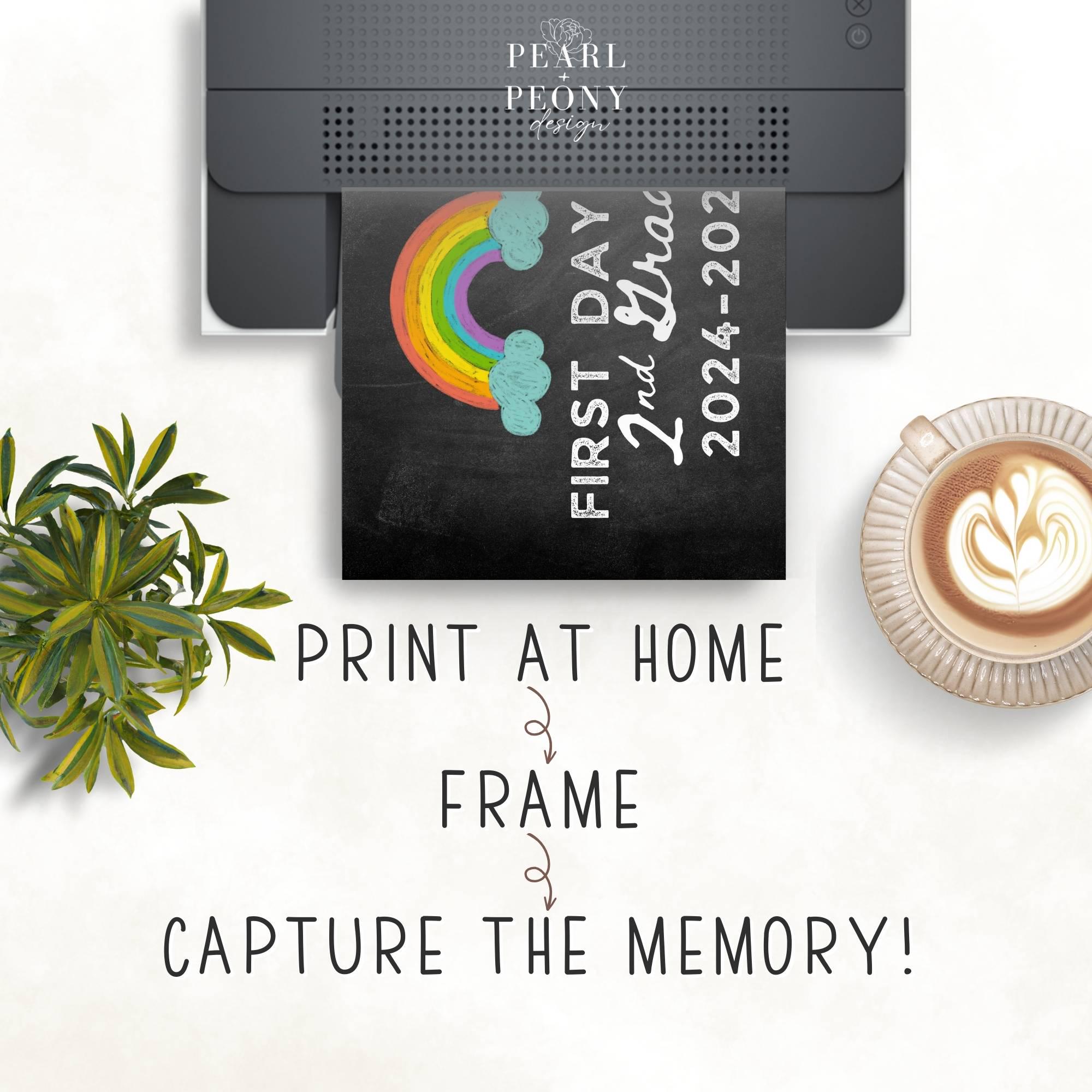 PRINTABLE Rainbow Chalkboard First Day of School Sign, Back to School ...