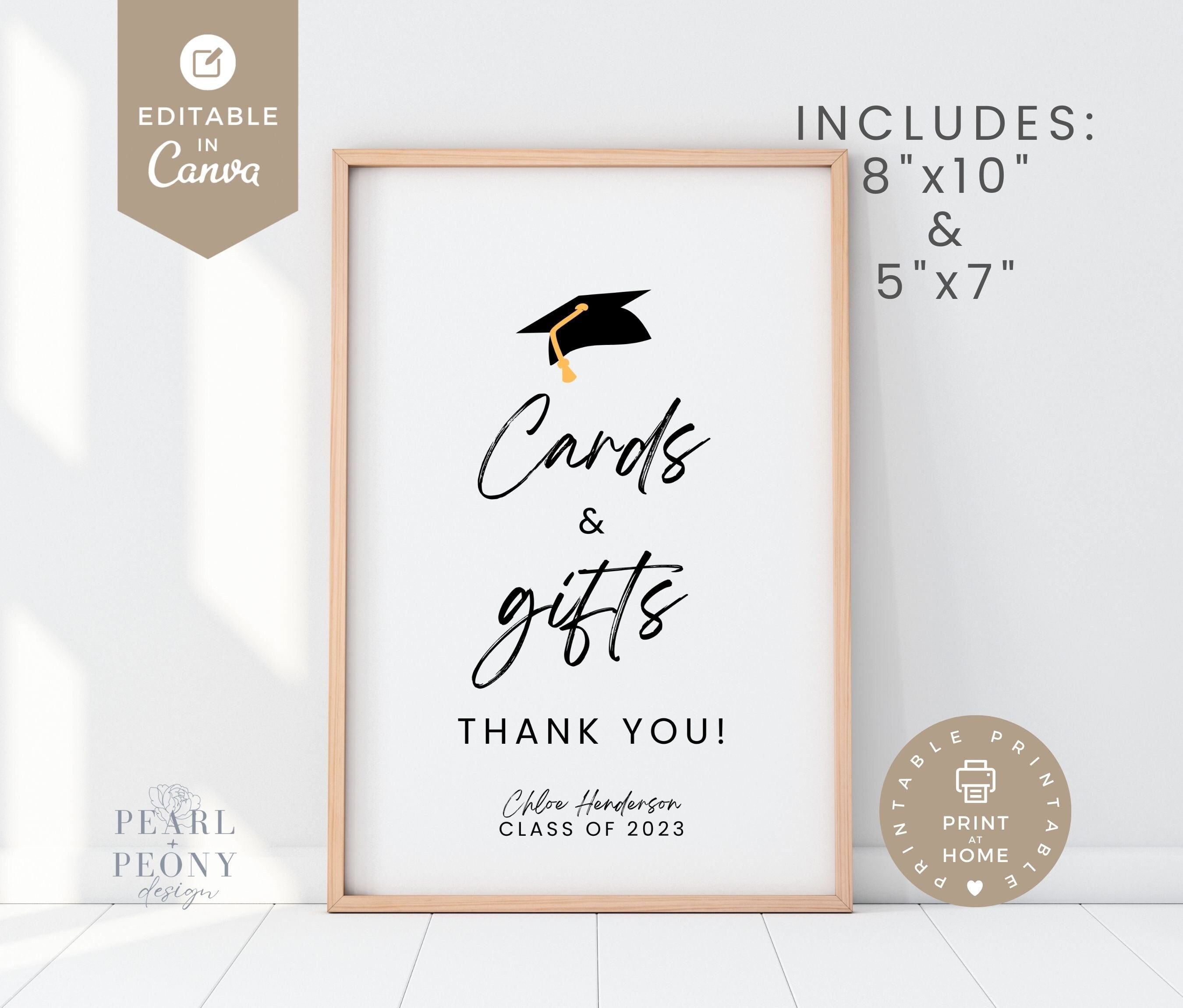 Graduation Party Cards & Gifts Table Sign Template Printable - Etsy
