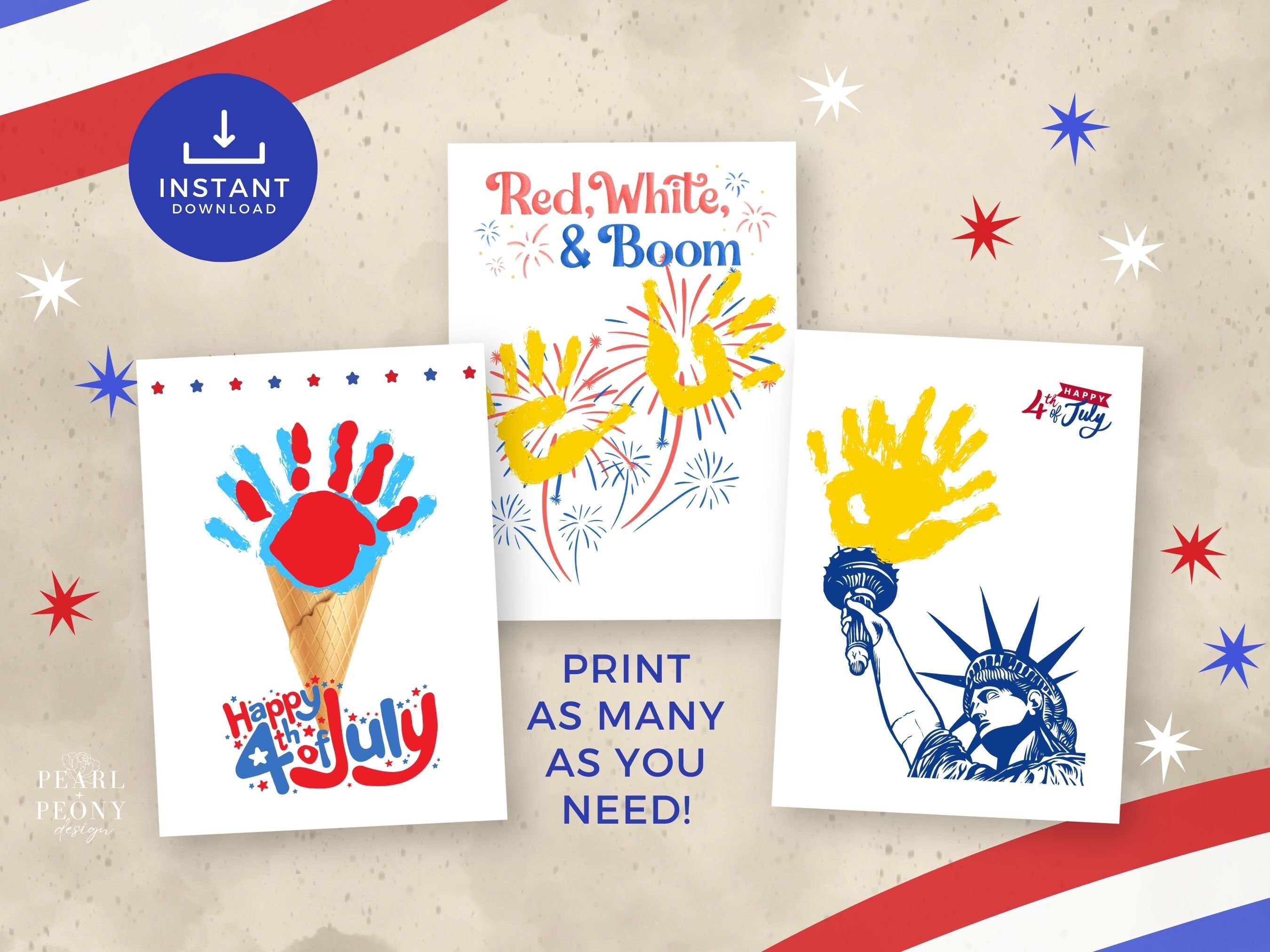 PRINTABLE 4th of July Handprint Craft for Kids Preschool - Etsy