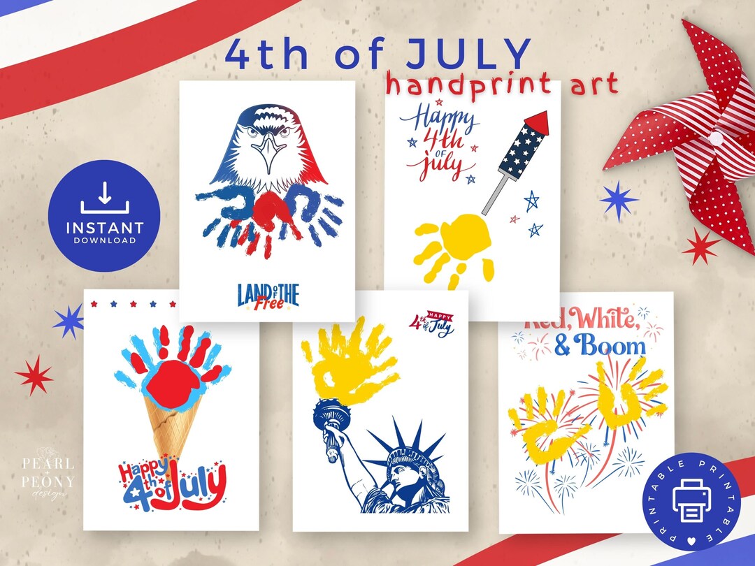 PRINTABLE 4th of July Handprint Craft for Kids, Preschool Activity ...