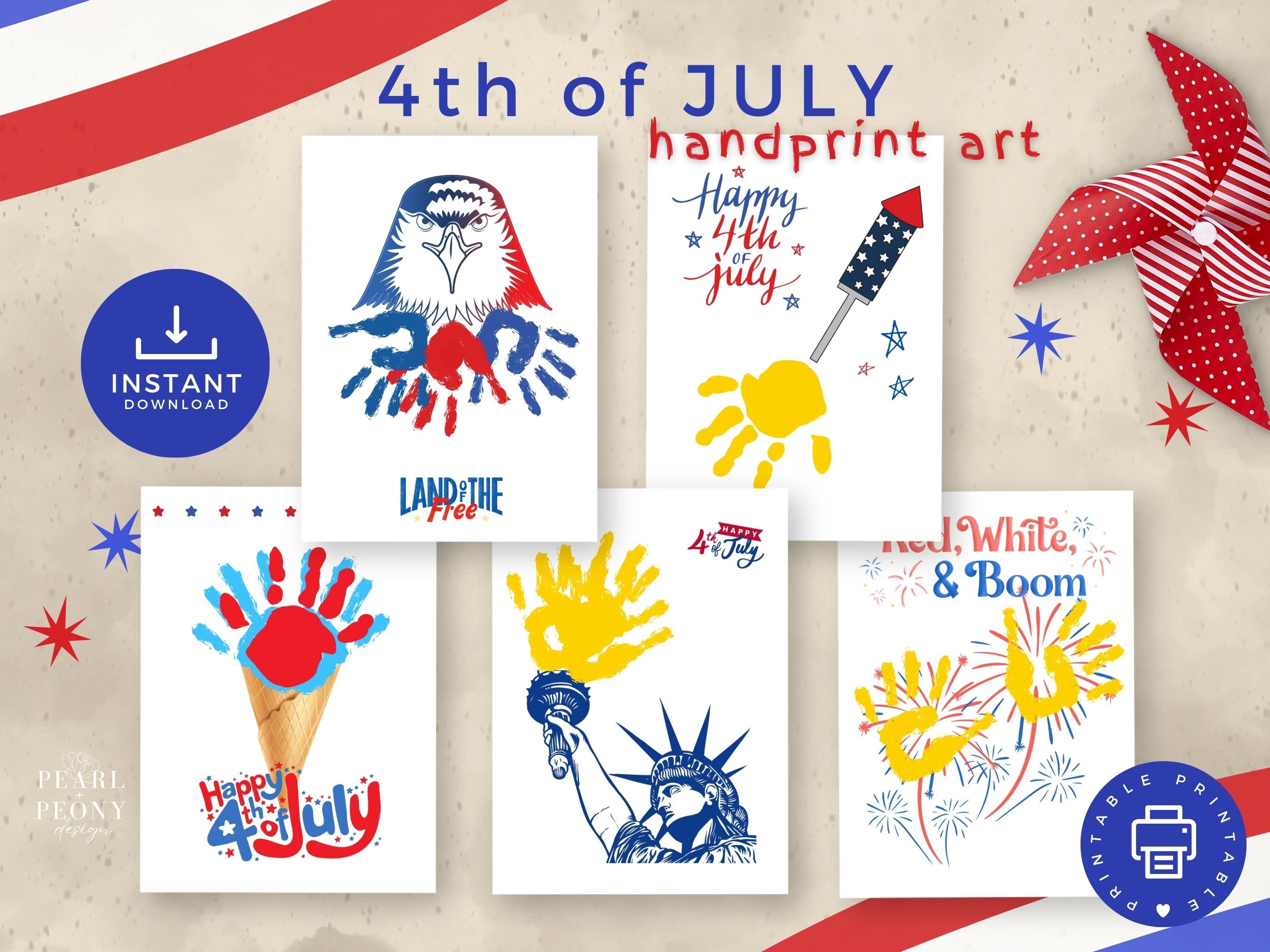 PRINTABLE 4th of July Handprint Craft for Kids Preschool - Etsy