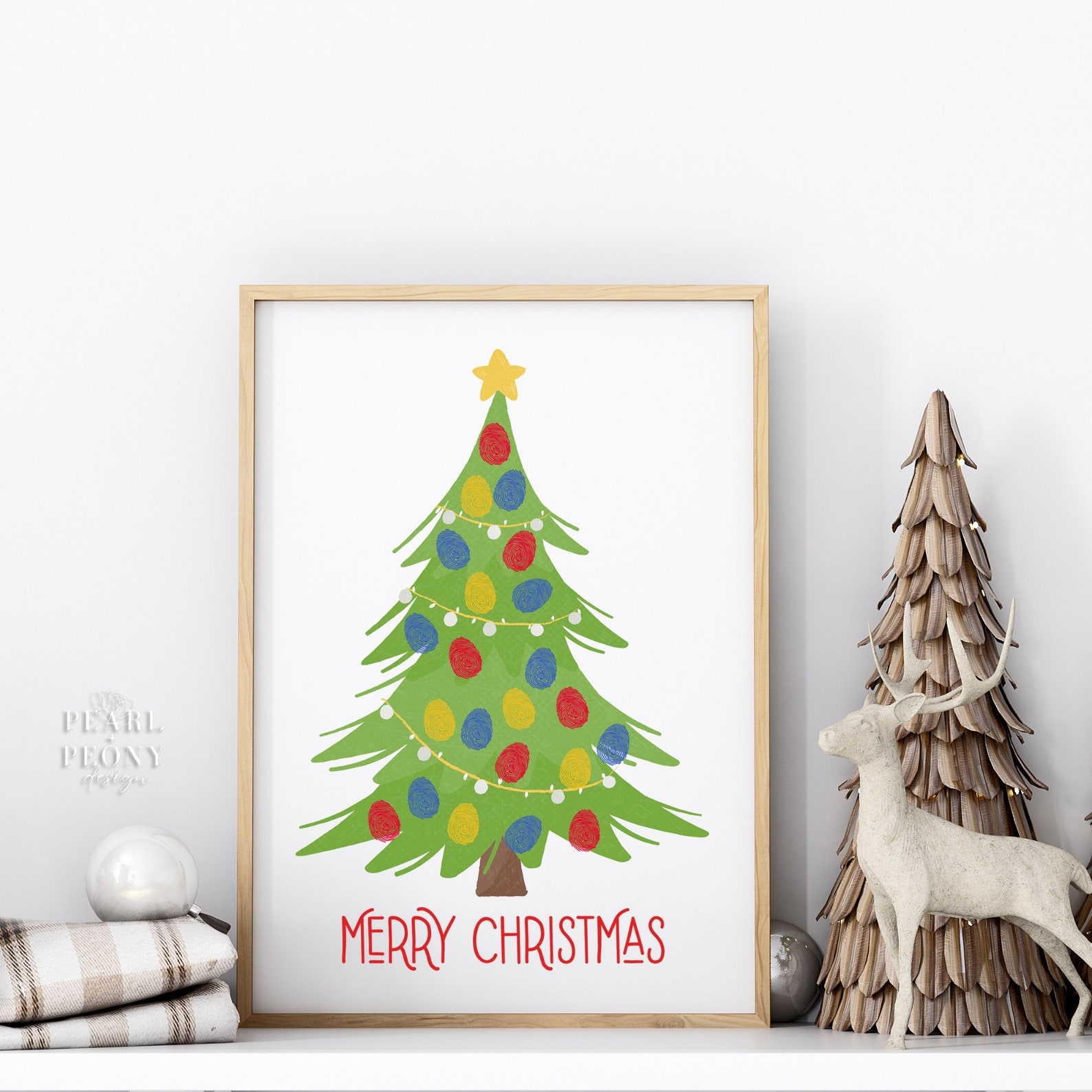 PRINTABLE Christmas Handprint Art, Tree Thumbprint Craft, Preschool ...