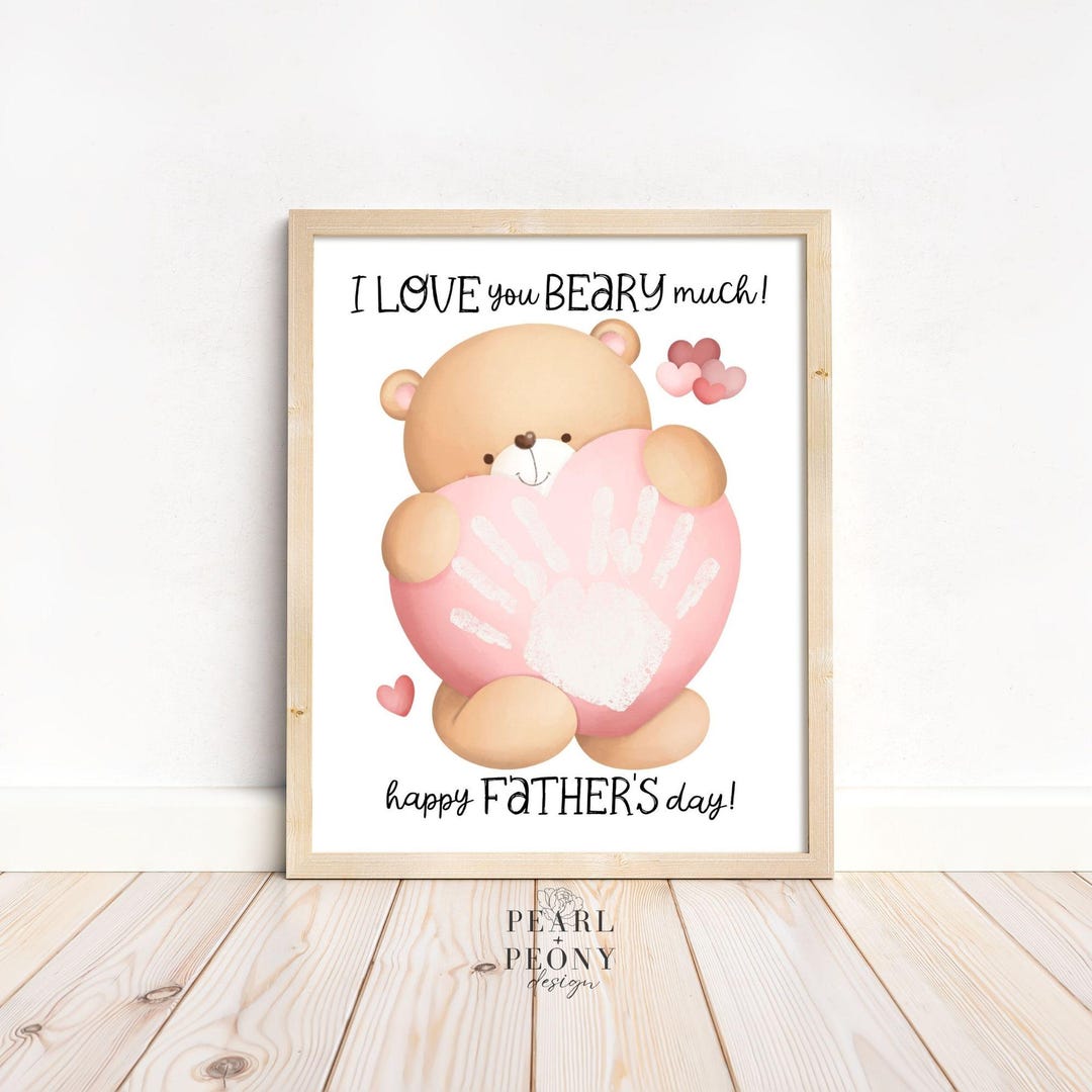 PRINTABLE Fathers Day Handprint Art Craft for Dad, Teddy Bear, Gift ...