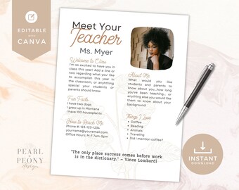 EDITABLE Meet the Teacher Editable Canva Template - Etsy