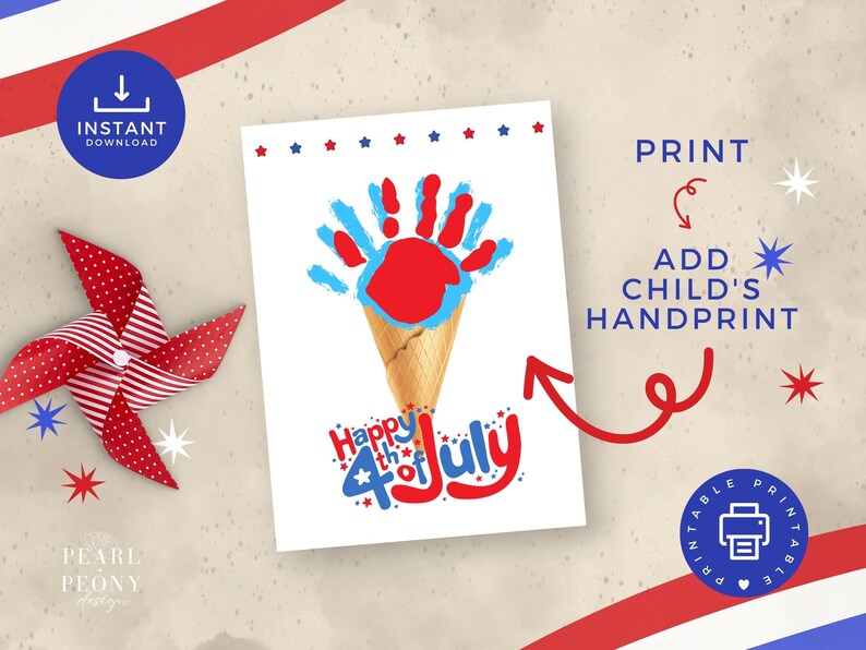 PRINTABLE 4th of July Handprint Craft for Kids Preschool - Etsy