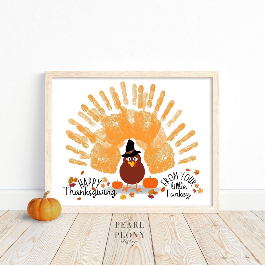 PRINTABLE Thanksgiving Handprint Art Craft, DIY Handprint Fall Art, Pre ...
