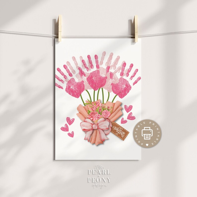 PRINTABLE Valentines Day Handprint Art Craft for Kids, Keepsake Art ...