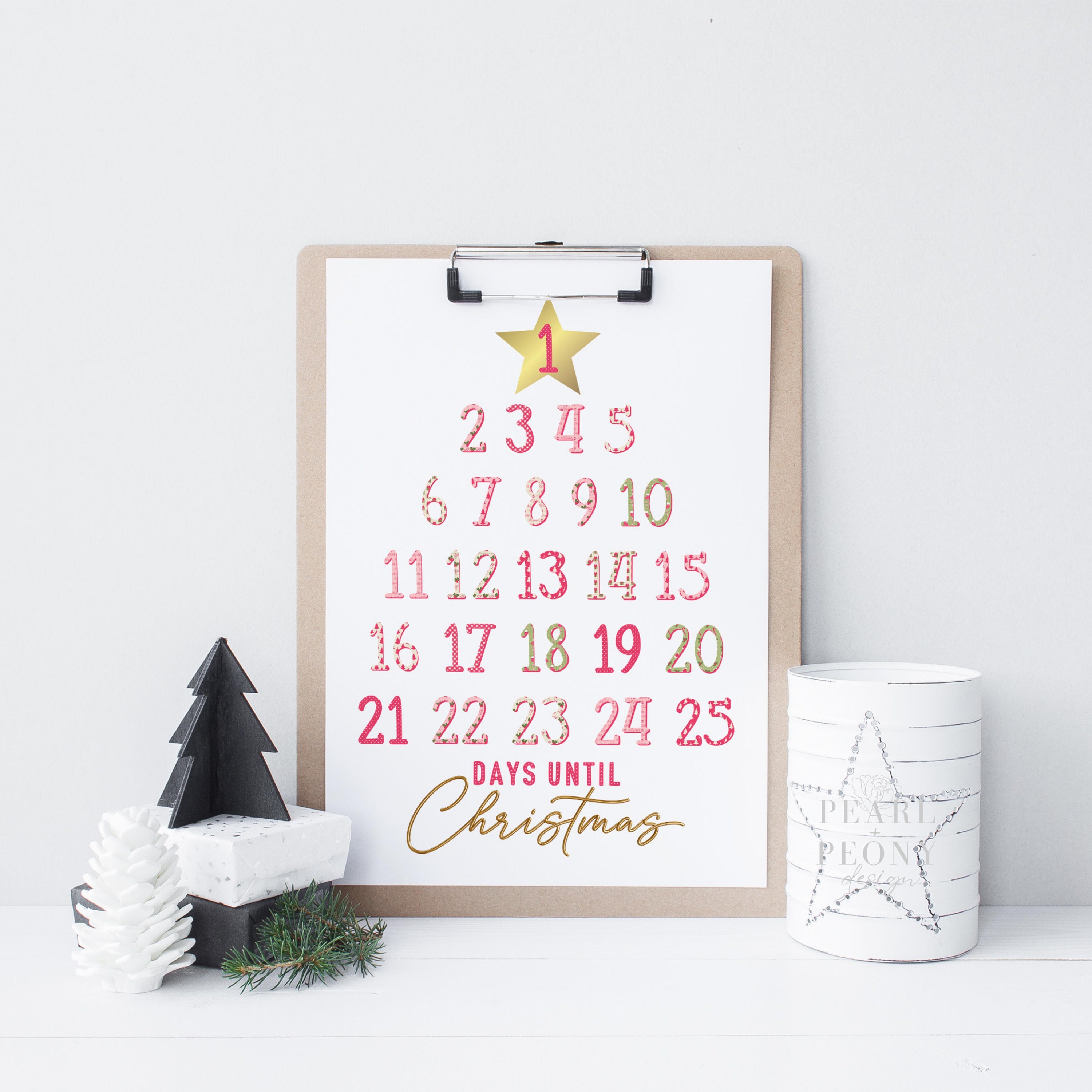 PRINTABLE Christmas Countdown Calendar Trendy Days Until - Etsy