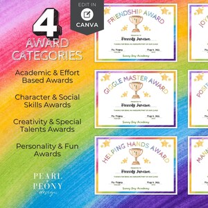 EDITABLE End of School Award Certificate Canva Templates, Preschool ...