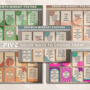 PRINTABLE Growth Mindset Poster Bundle, Boho Classroom Decor, Calm Down ...