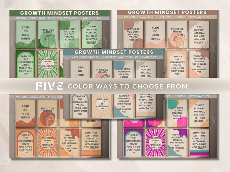 PRINTABLE Growth Mindset Poster Bundle, Boho Classroom Decor, Calm Down ...