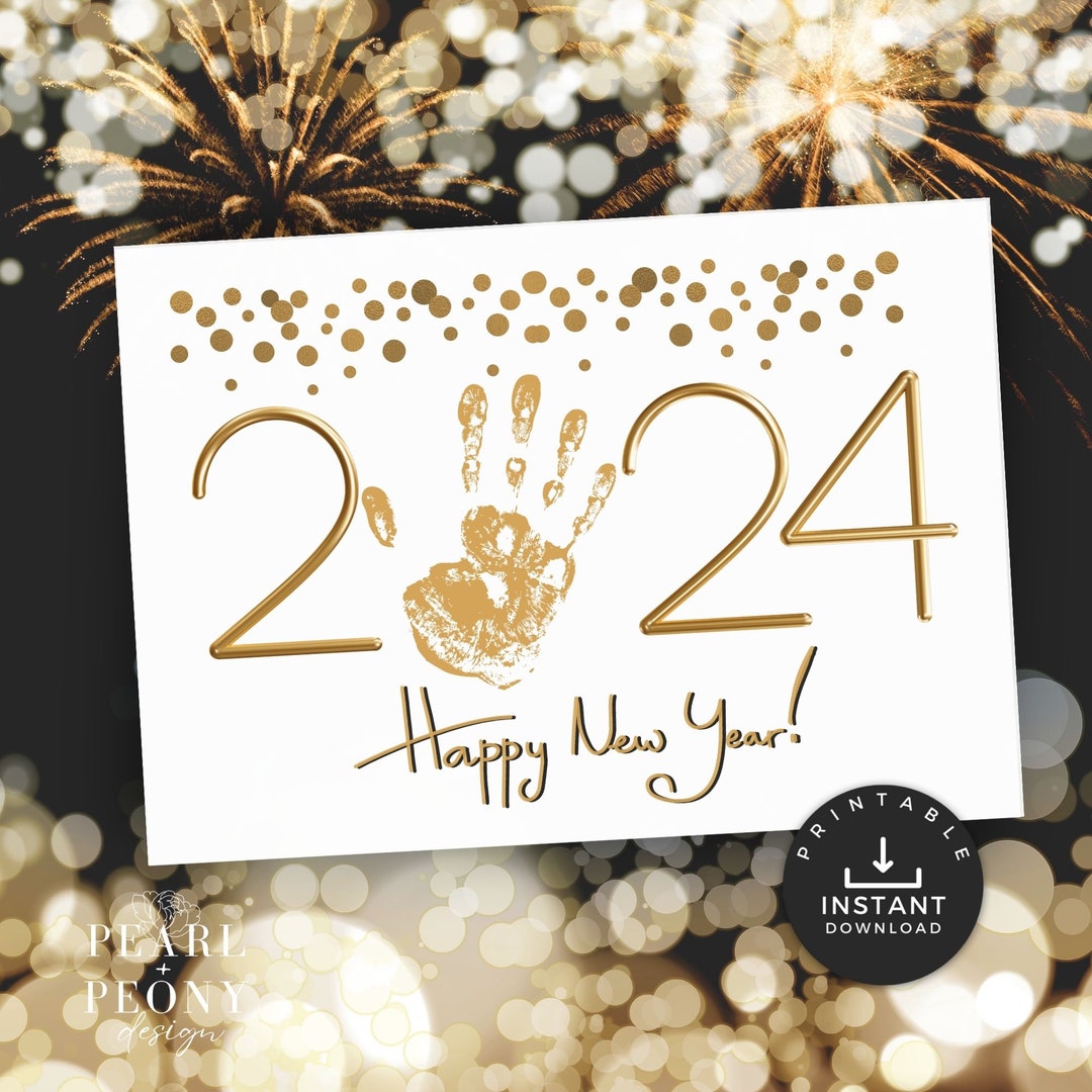 PRINTABLE Happy New Year Handprint Art Craft for Kids, Keepsake Art ...