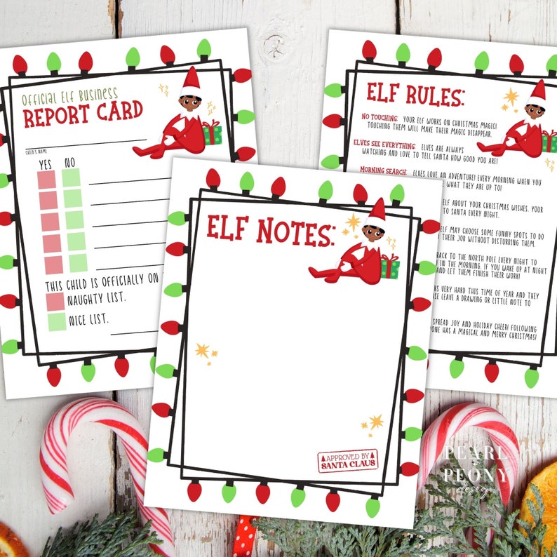 PRINTABLE Black Christmas Elf Letter Bundle, Elf Welcome, Elf Goodbye ...