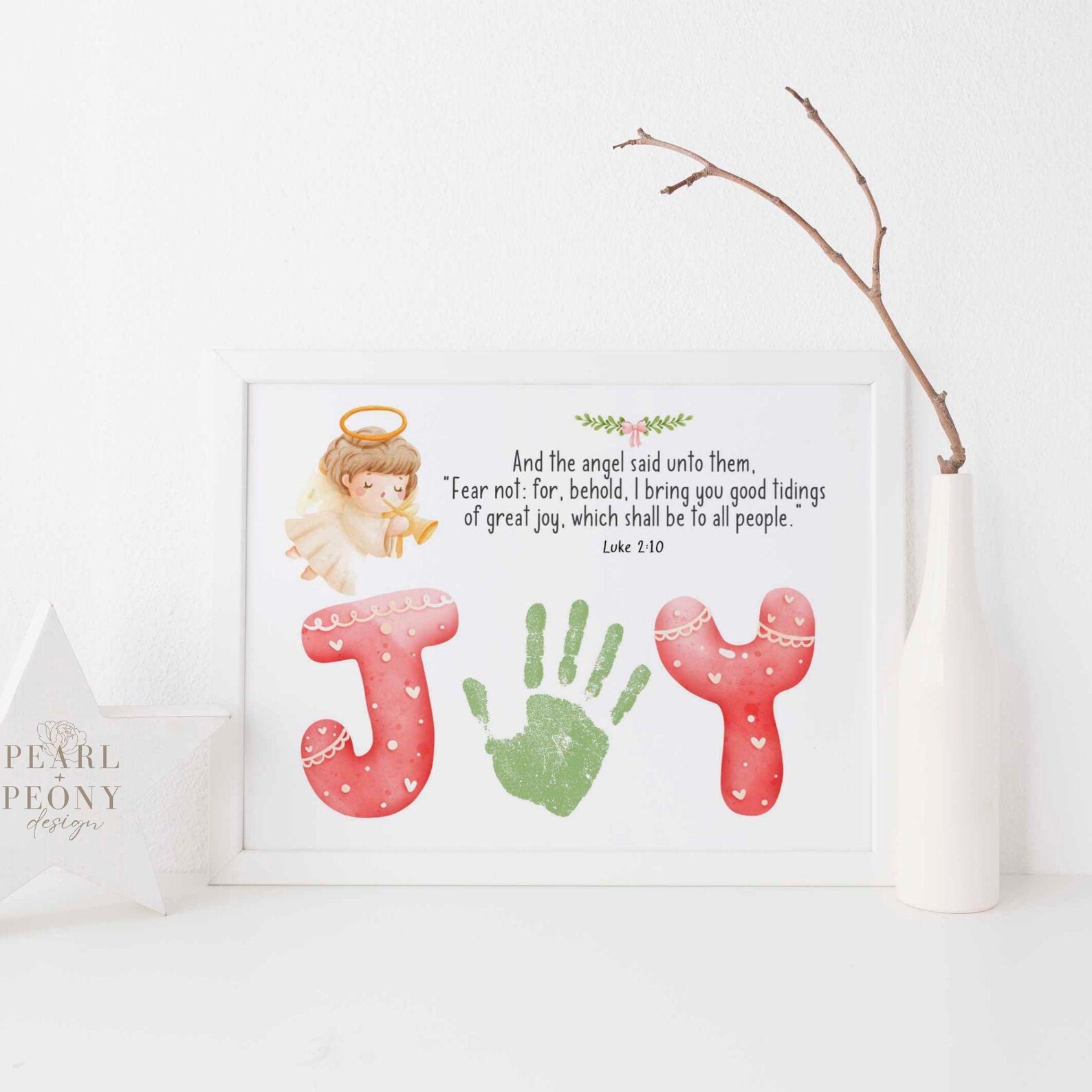PRINTABLE Christian Christmas Handprint Art Craft, Joy Angel Bible ...