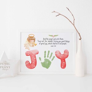 PRINTABLE Christian Christmas Handprint Art Craft, Joy Angel Bible ...