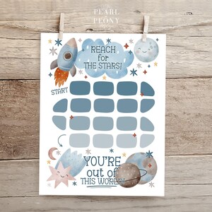 PRINTABLE Space Rocket Reward Chart, Kids Chore Chart, Routine Sticker ...