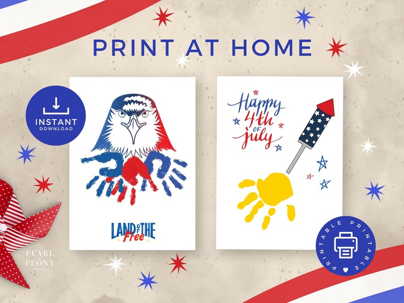 PRINTABLE 4th of July Handprint Craft for Kids Preschool - Etsy