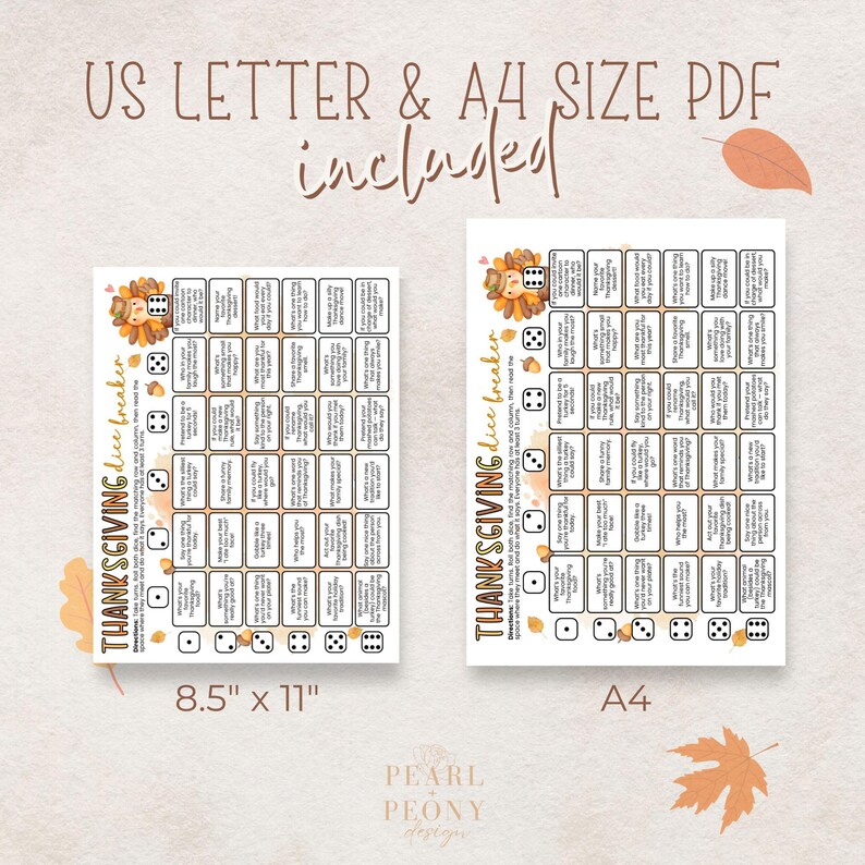 PRINTABLE Thanksgiving Dice Game, Ice Breaker, Dinner Conversation ...
