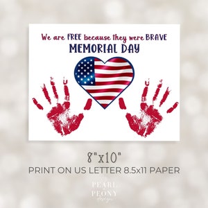PRINTABLE Memorial Day Handprint Art Craft for Kids, Memorial Day ...